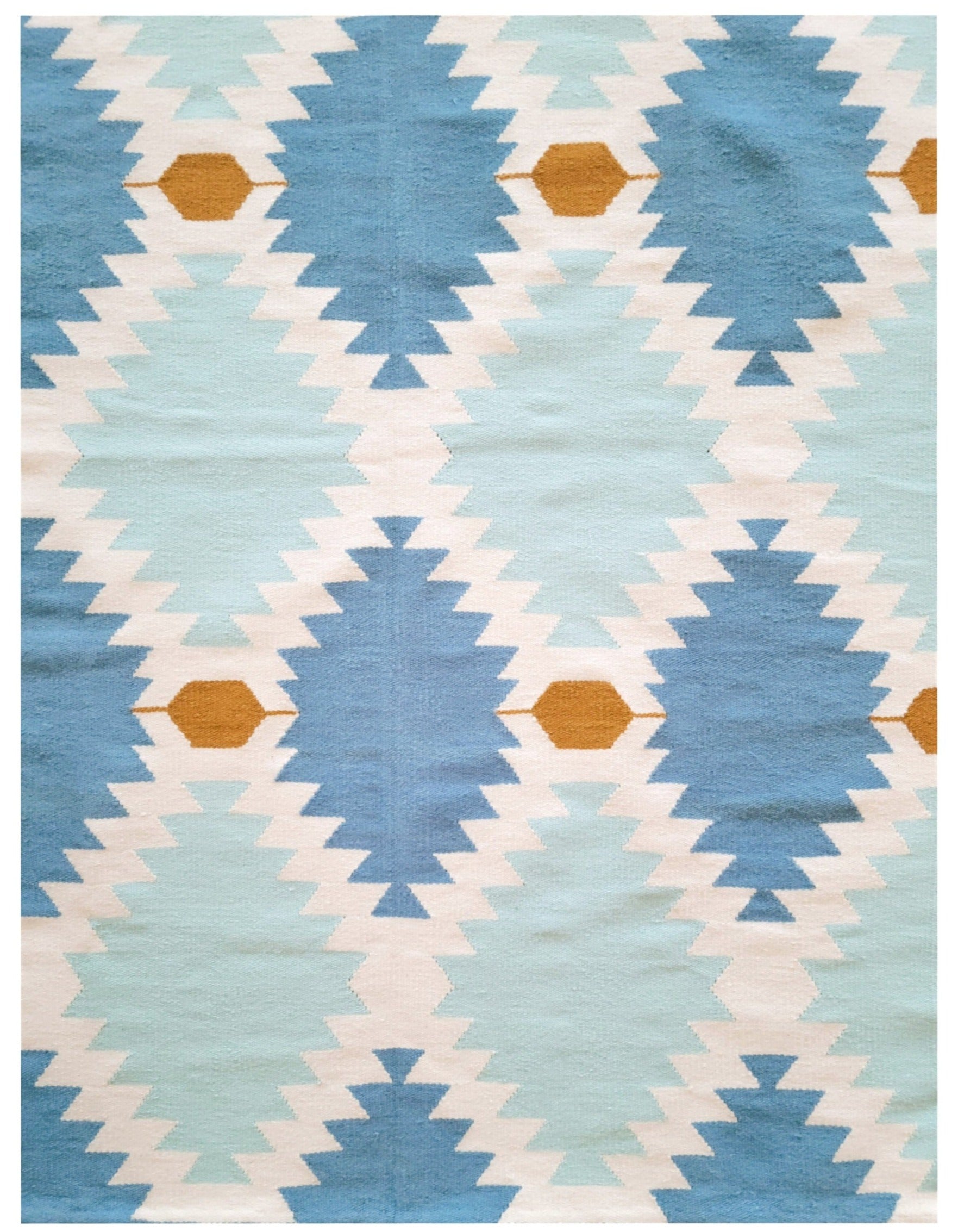 Blue Diamonds Handwoven Area Rug - Bright & Eco-Friendly
