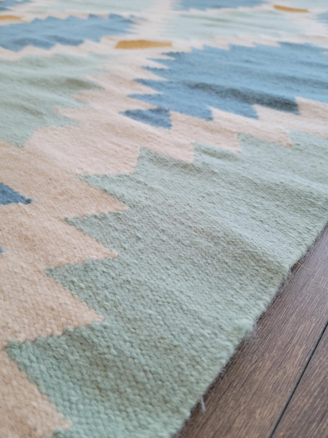 Blue Diamonds Handwoven Area Rug - Bright & Eco-Friendly